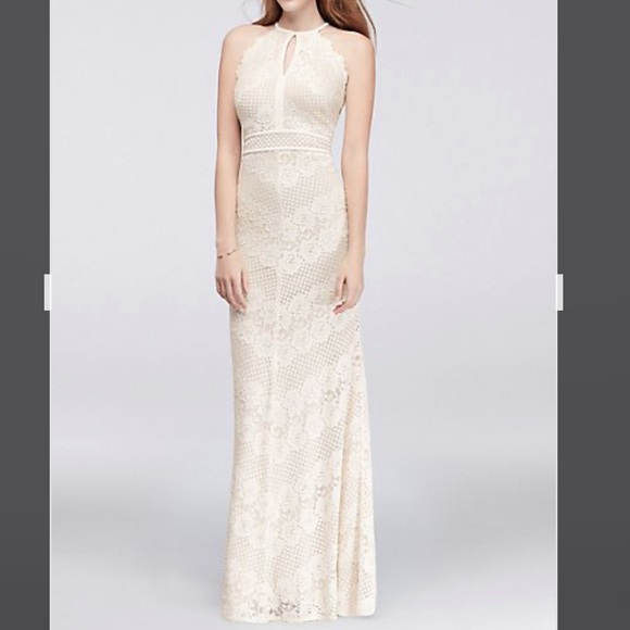 Morgan & Co. | Dresses | Morgan Co Floral Lace Crossback Halter Gown 34 ...